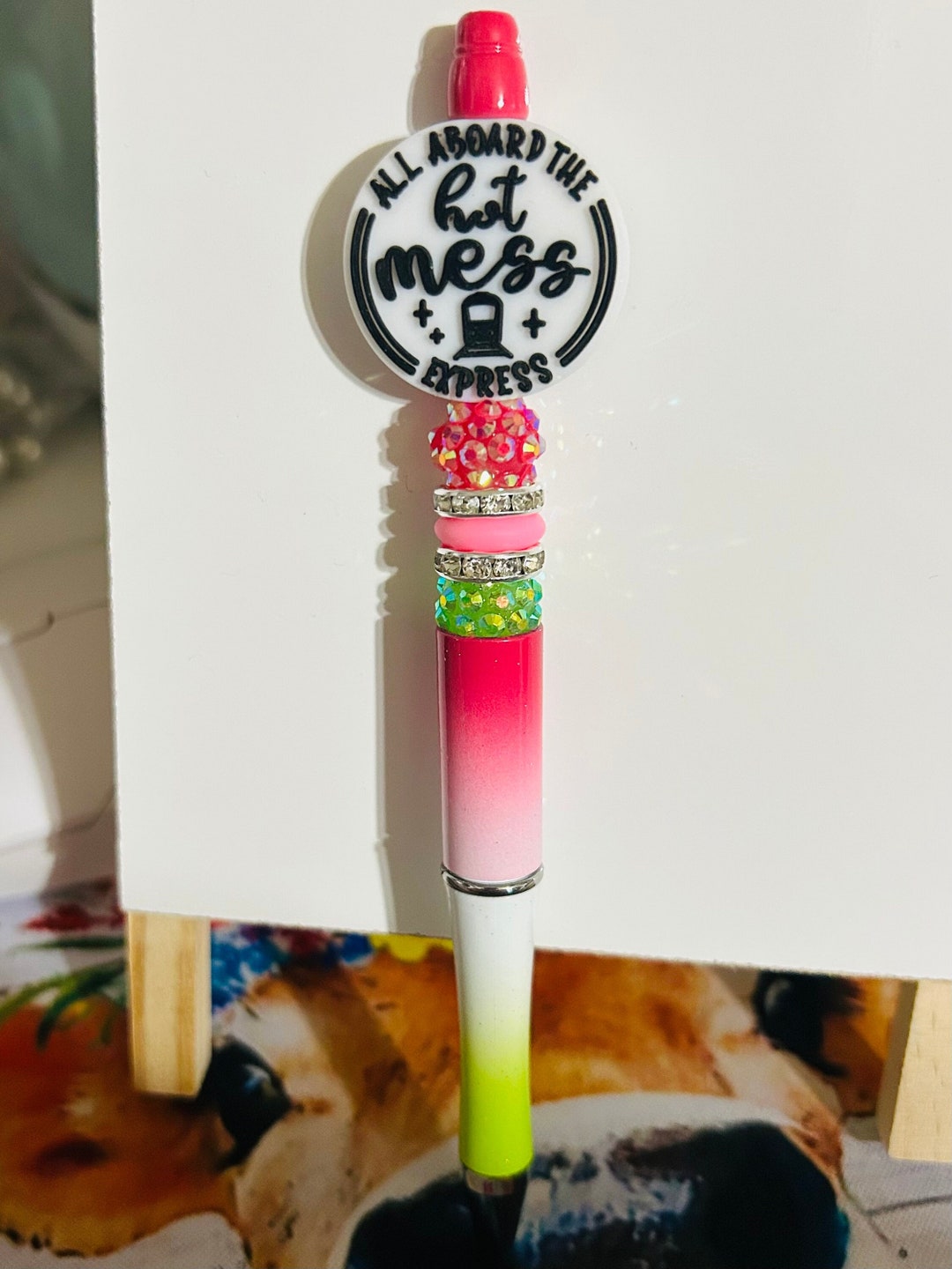 Hot Mess Express in White Beaded Pen - Etsy