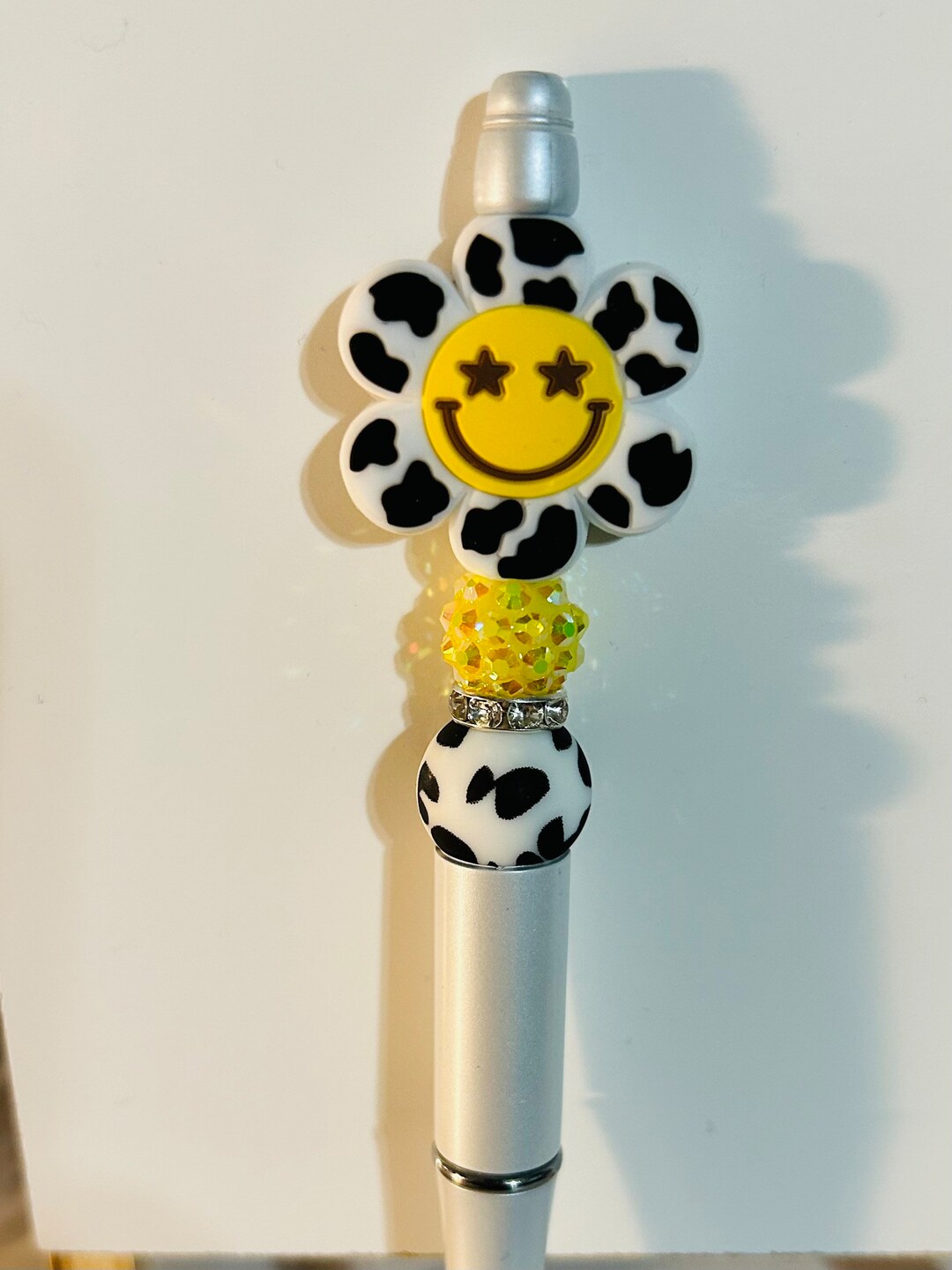 Cow Print Smiley Flower Pen - Etsy