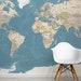 Vintage Geographic Executive World Map Wall Mural - Giant Removable ...