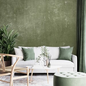 DISTRESSED Green Wallpaper | Vintage Faux Texture | Decorative Paint ...