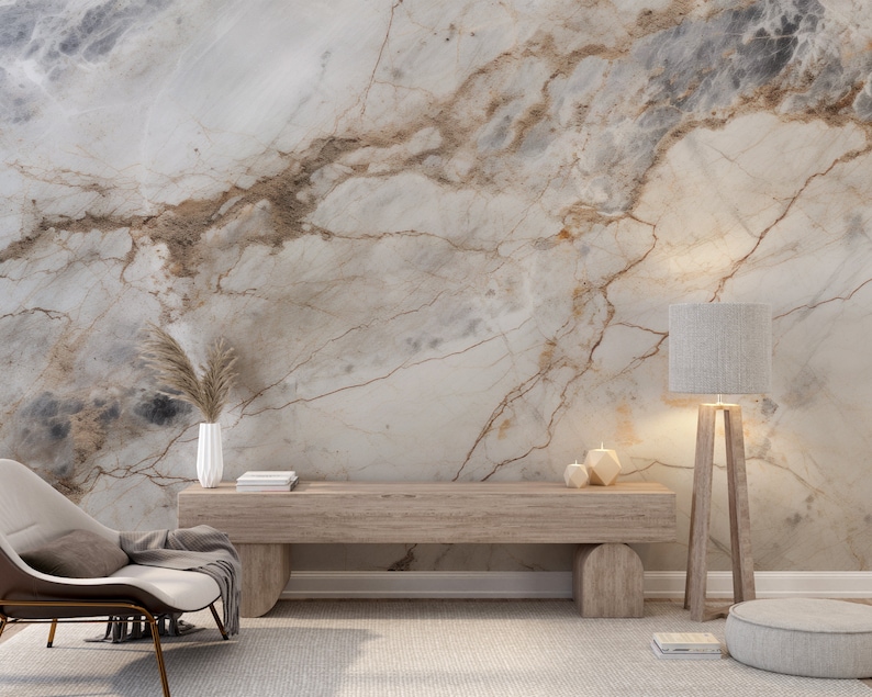 MODERN Beige Marble Wallpaper Perfect Abstract Beige Marble Mural ...