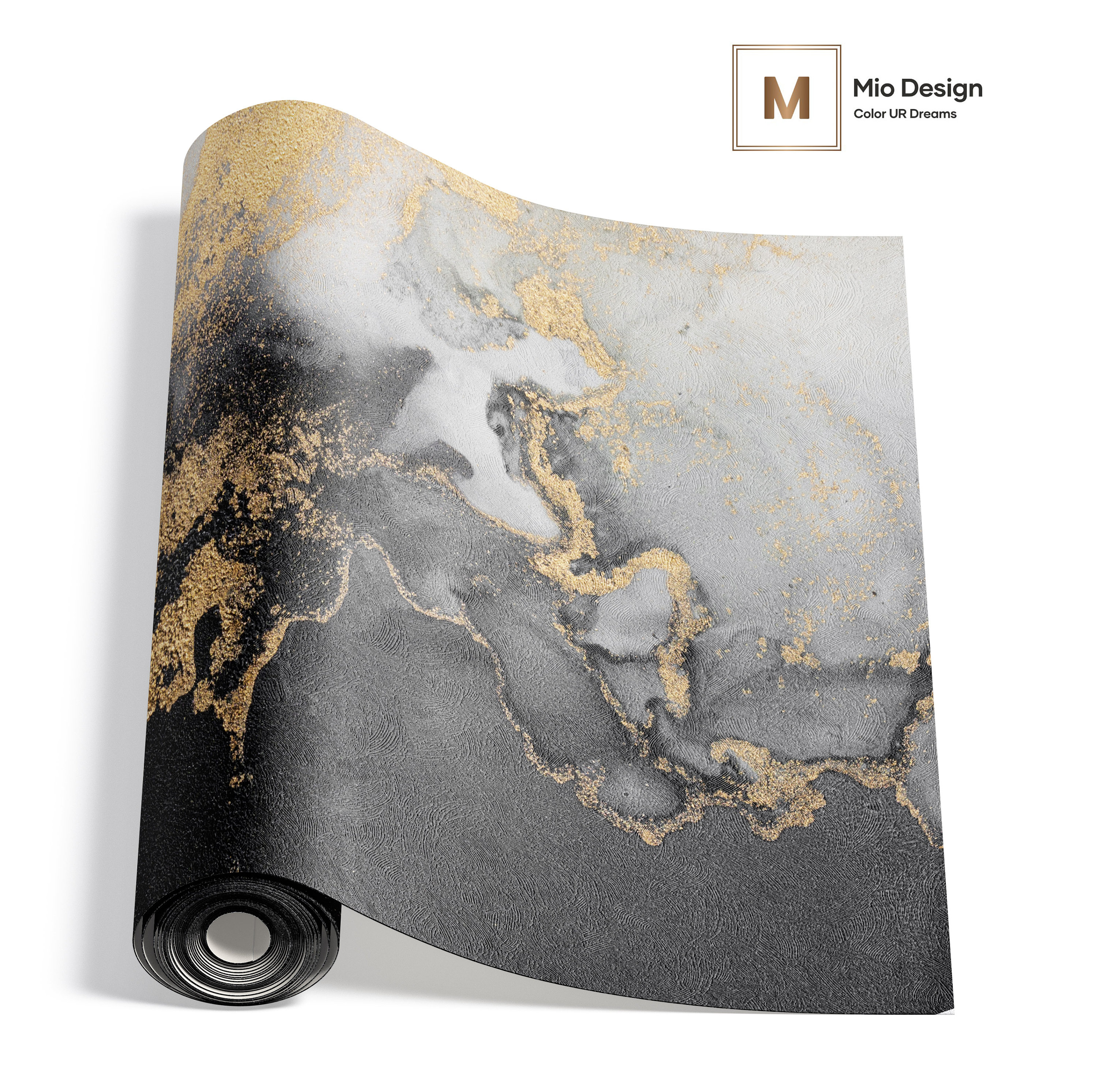 Modern Black Marble Wallpaper Luxury Gold Lines Mural Smoke Liquid ...
