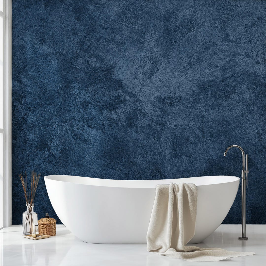 NAVY Blue Concrete Wallpaper | Modern Faux Texture Peel and Stick ...