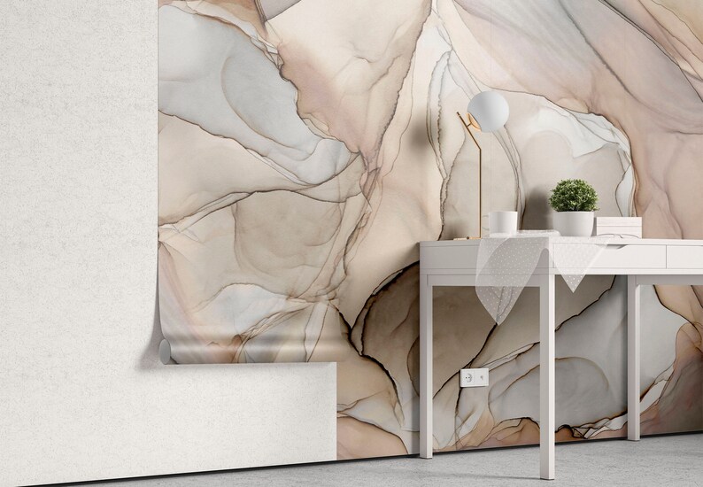 Modern Beige Marble Wallpaper Aesthetic Neutral Colors Mural - Etsy