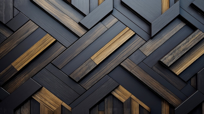 Abstract Wood Marquetry Wall Parquet Wallpaper| Dark Luxury Blue Wood ...