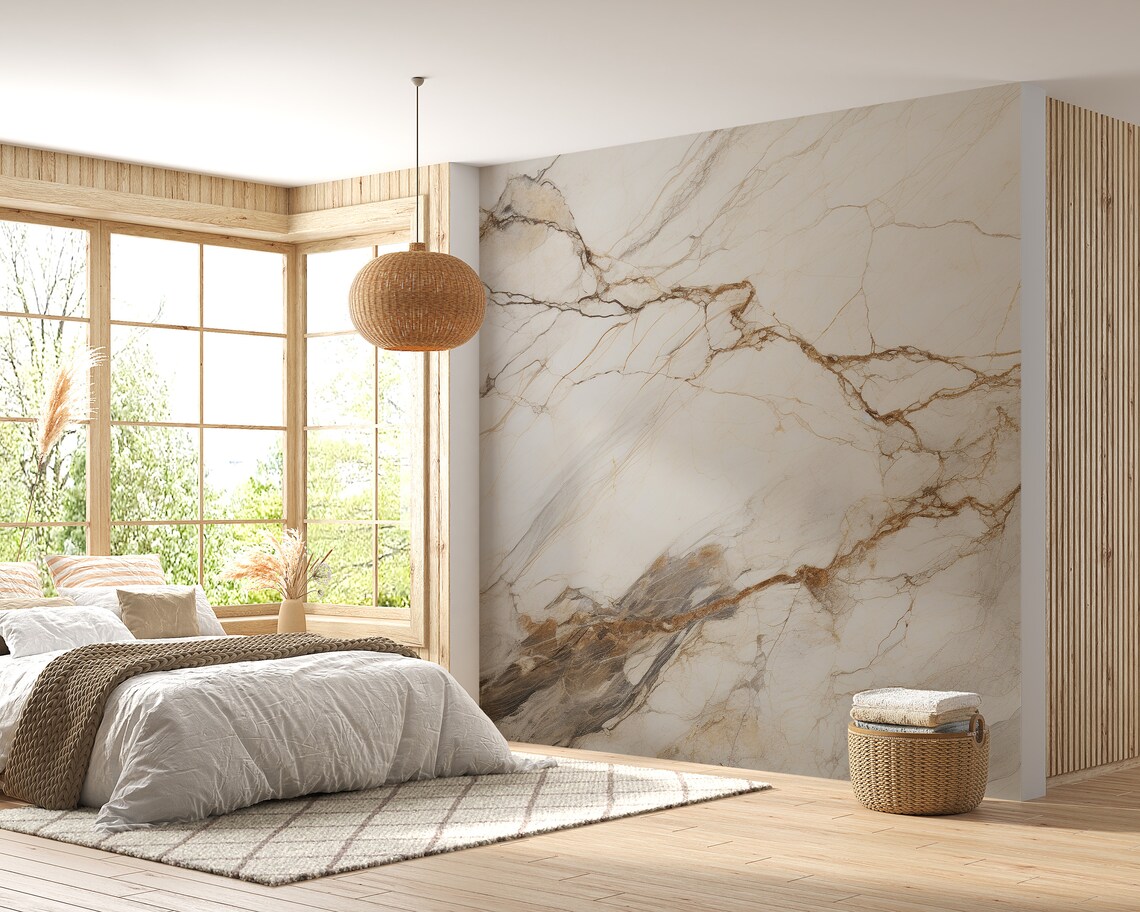 MODERN Beige Marble Wallpaper Perfect Abstract Beige Marble - Etsy
