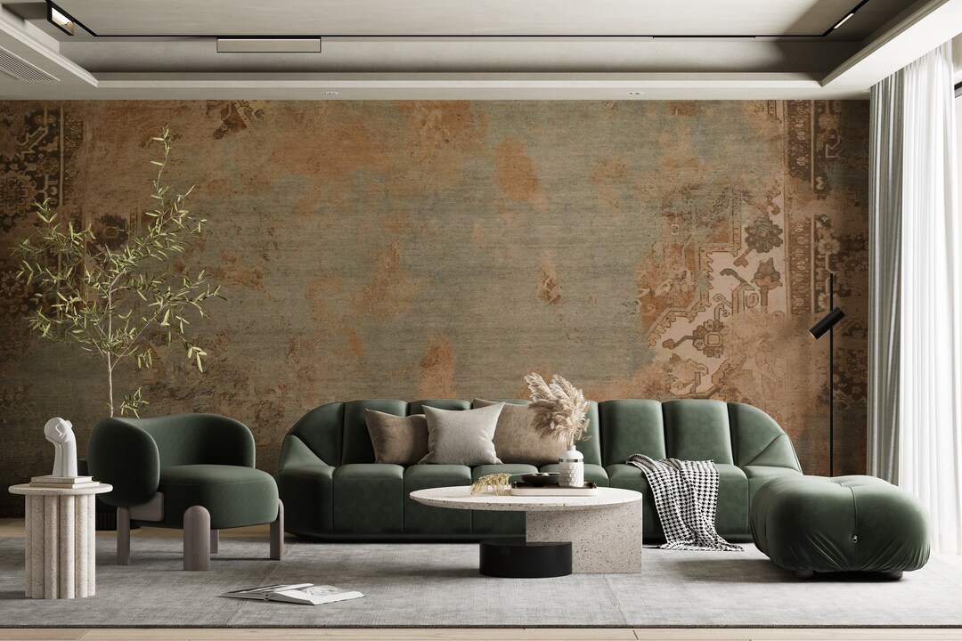 OLD Rusty Wallpaper Cracked Obsolete Stone Mural Faux Texture Peel and ...