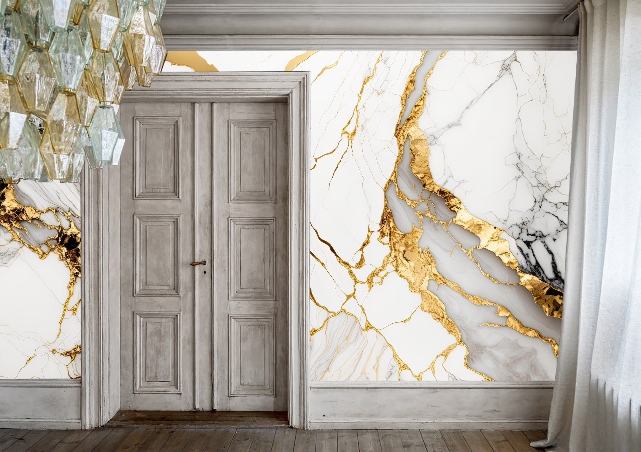 PERFECT Gold Marble Wallpaper Modern Abstract Gold Mural Luxury ...