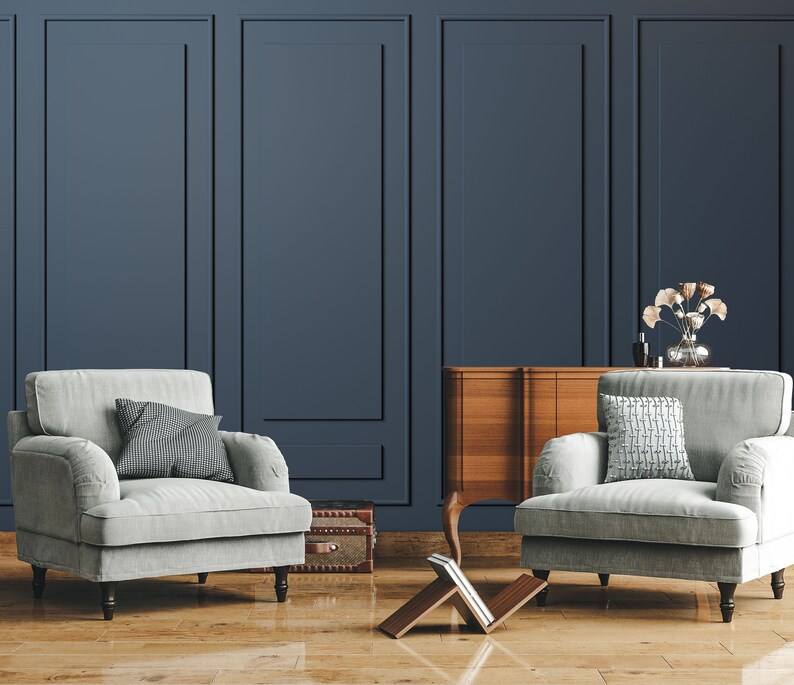 Modern Dark Blue Wood Panels Wallpaper Luxury Wall Mural - Etsy