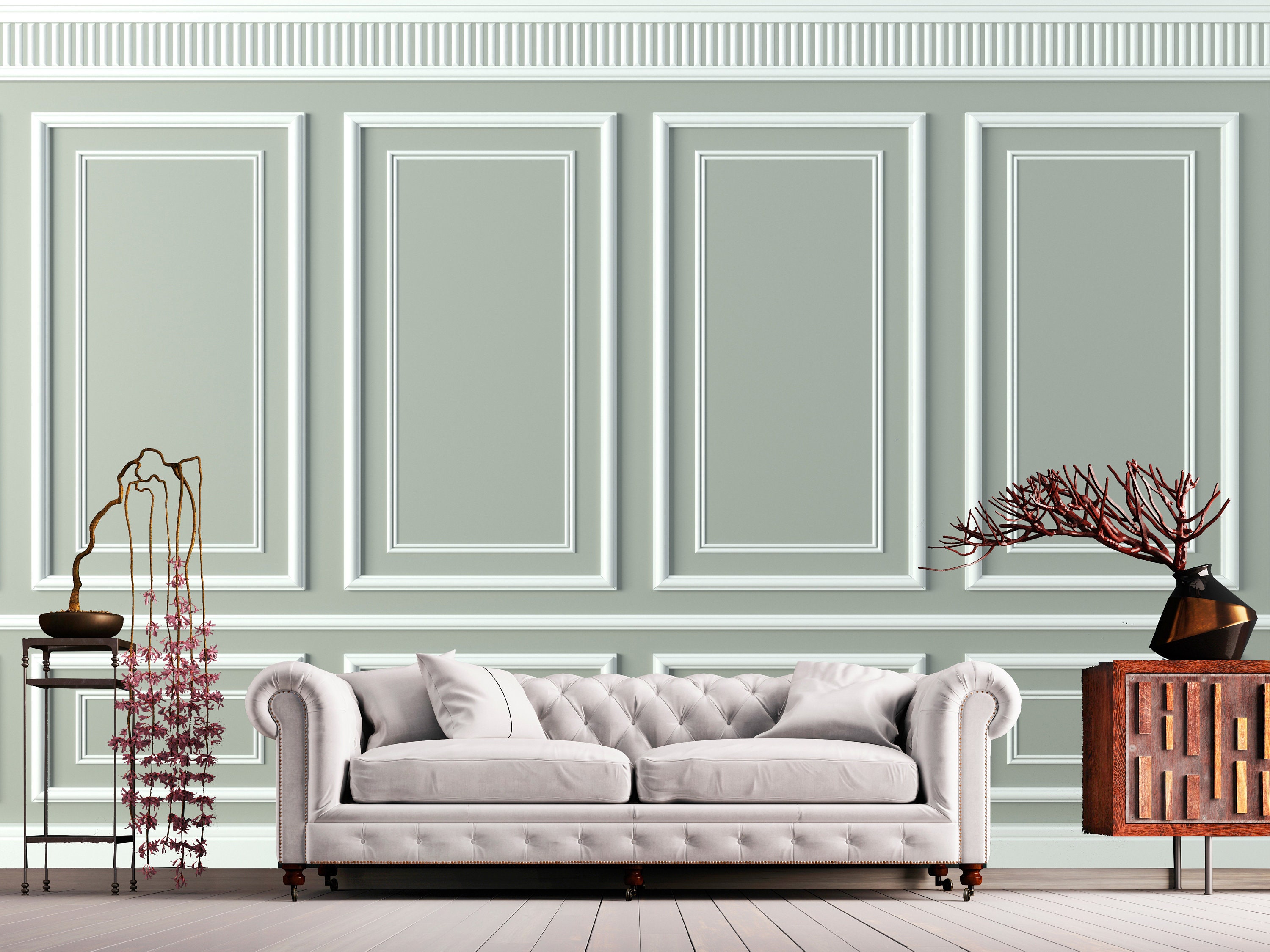 Lunar Gray Wood Panels Wallpaper Classic Mural Art Vintage Wall Decal ...