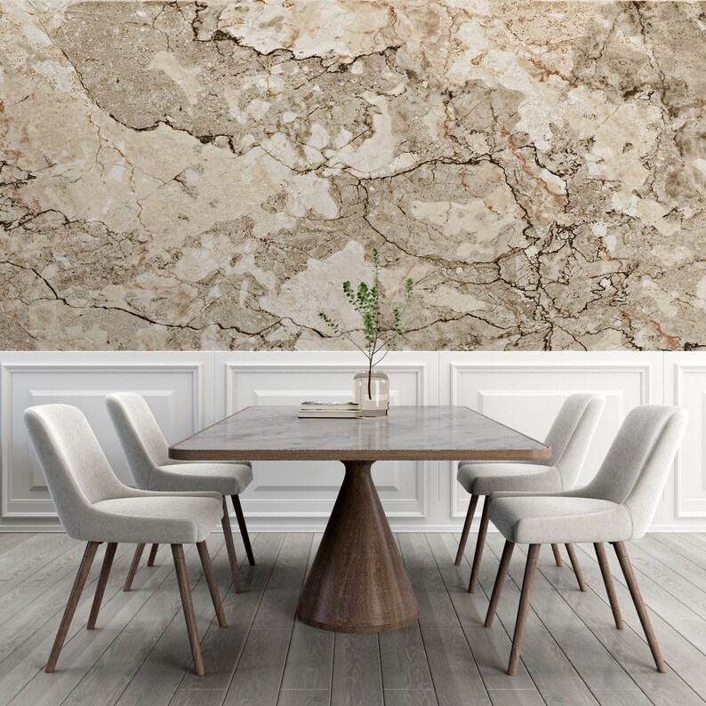 TRAVERTINO Marble Wallpaper Modern Brown Marble Mural Abstract Luxury ...