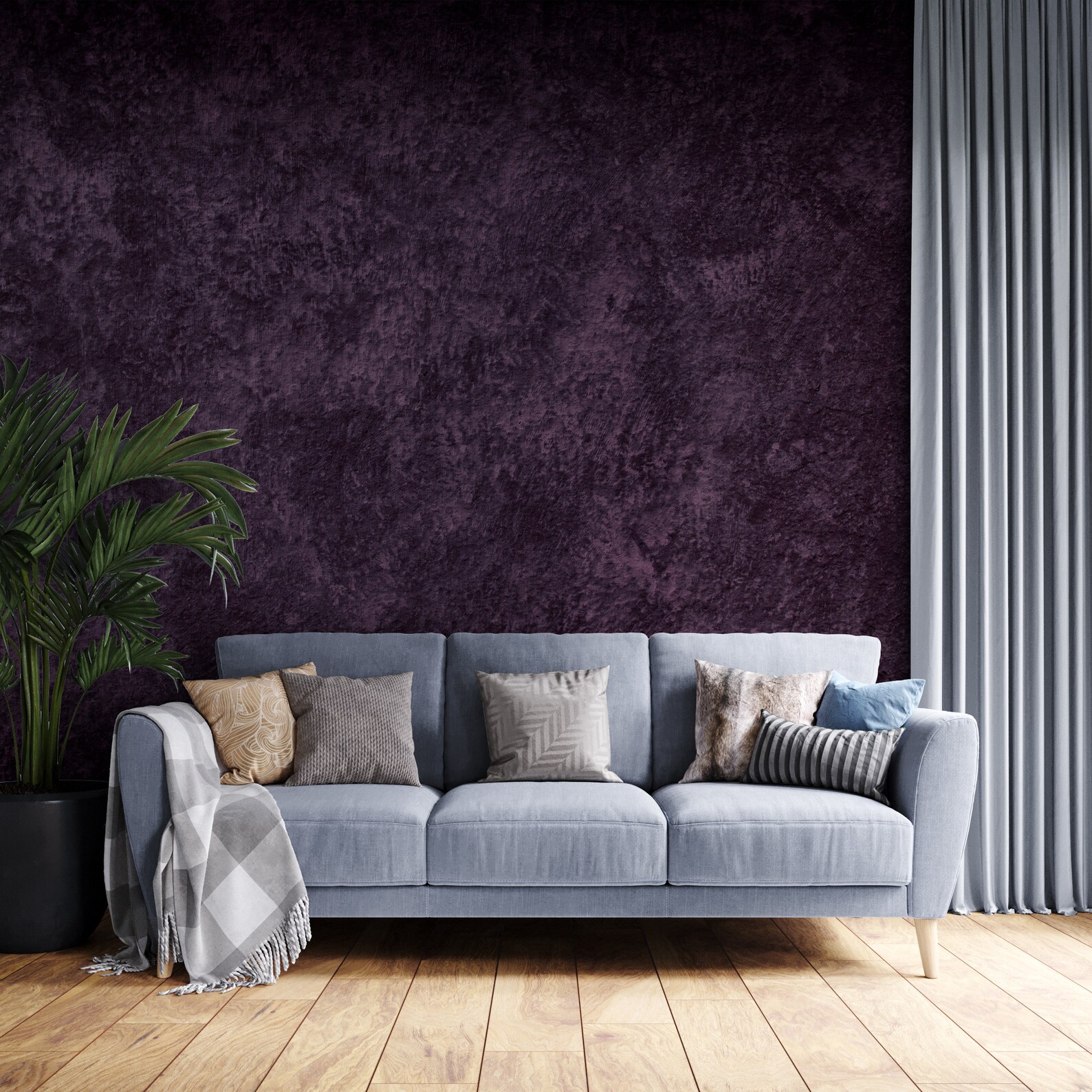 Venetian Purple Stucco Wallpaper Modern Industrial Peel and Stick Faux ...