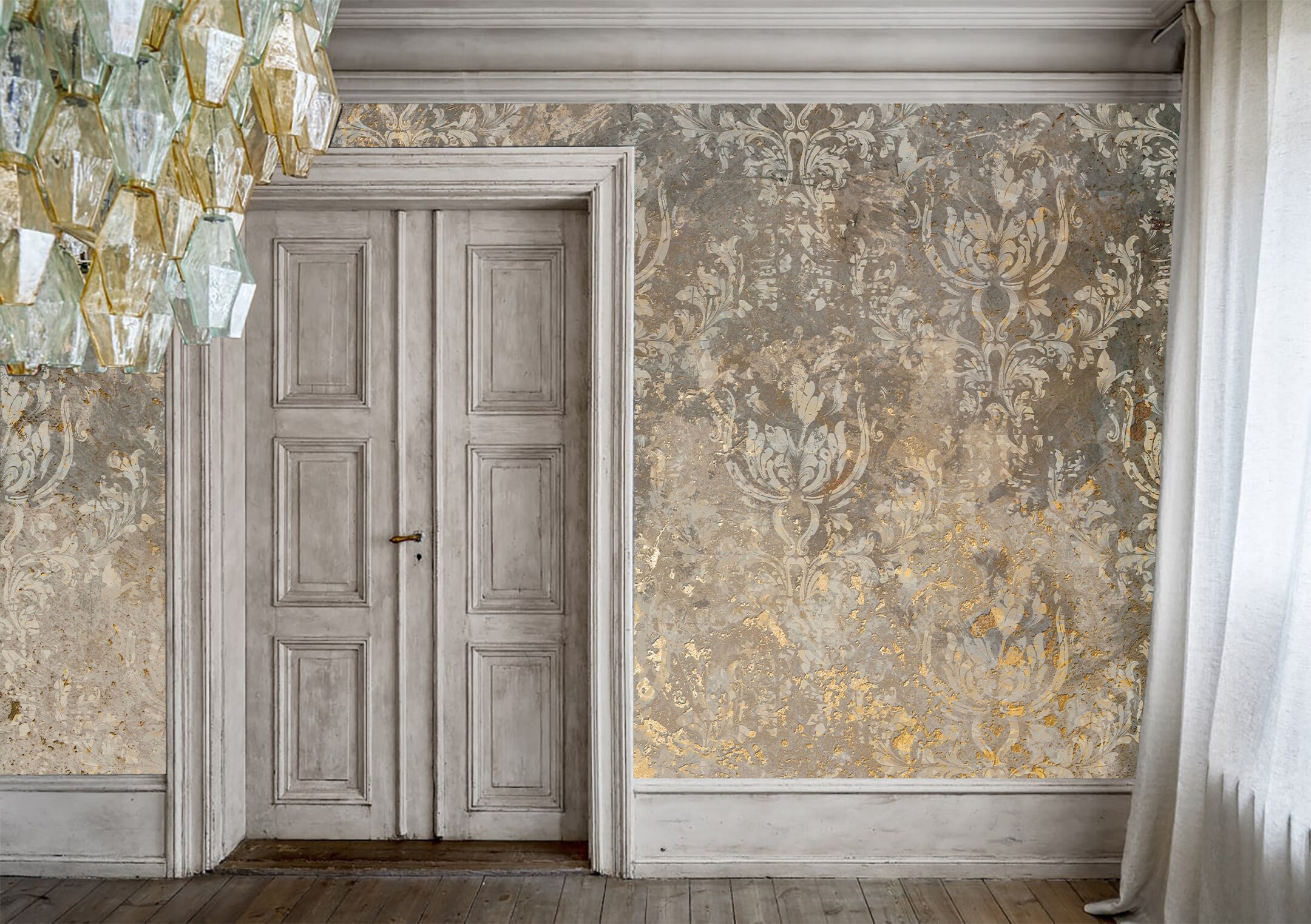 Abstract Gold Venetian Wallpaper Modern Faux Texture Decorative Paint ...