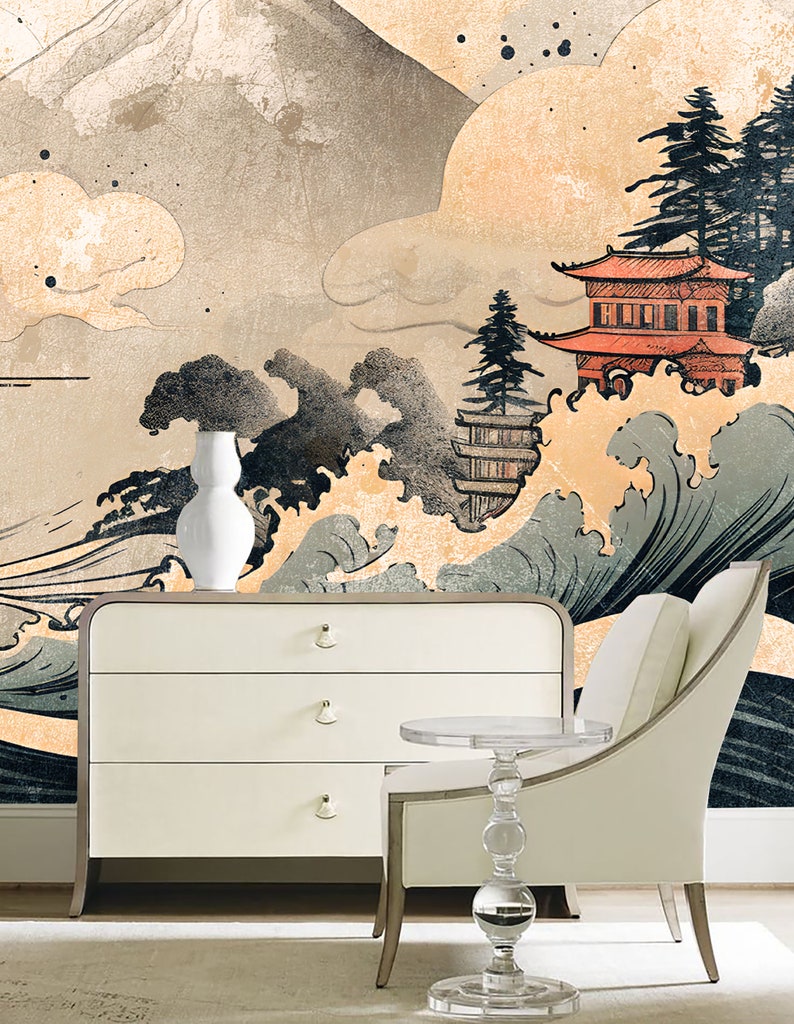 JAPANESE Traditional Landscape Wallpaper Vintage Scenic Wallpaper ...