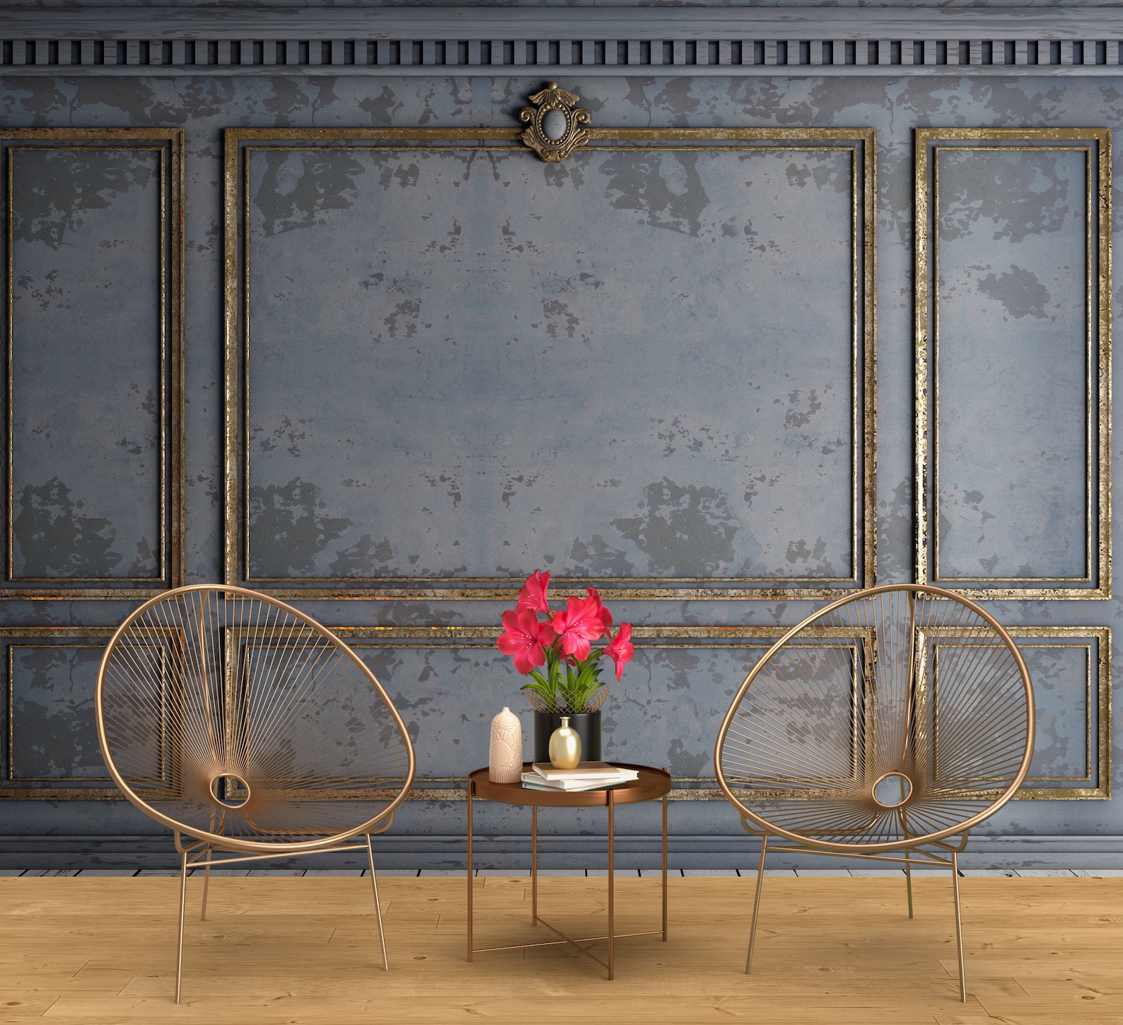 Antique Wood Panels Wallpaper Classic Mural Gray and Gold - Etsy