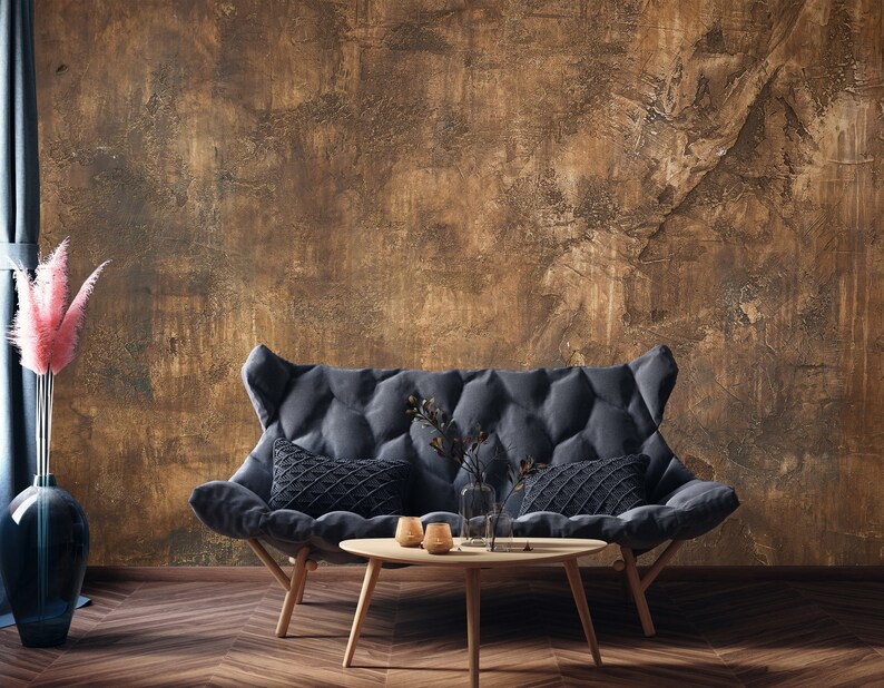 Venetian Bronze Stucco Wallpaper Modern Industrial Peel and - Etsy