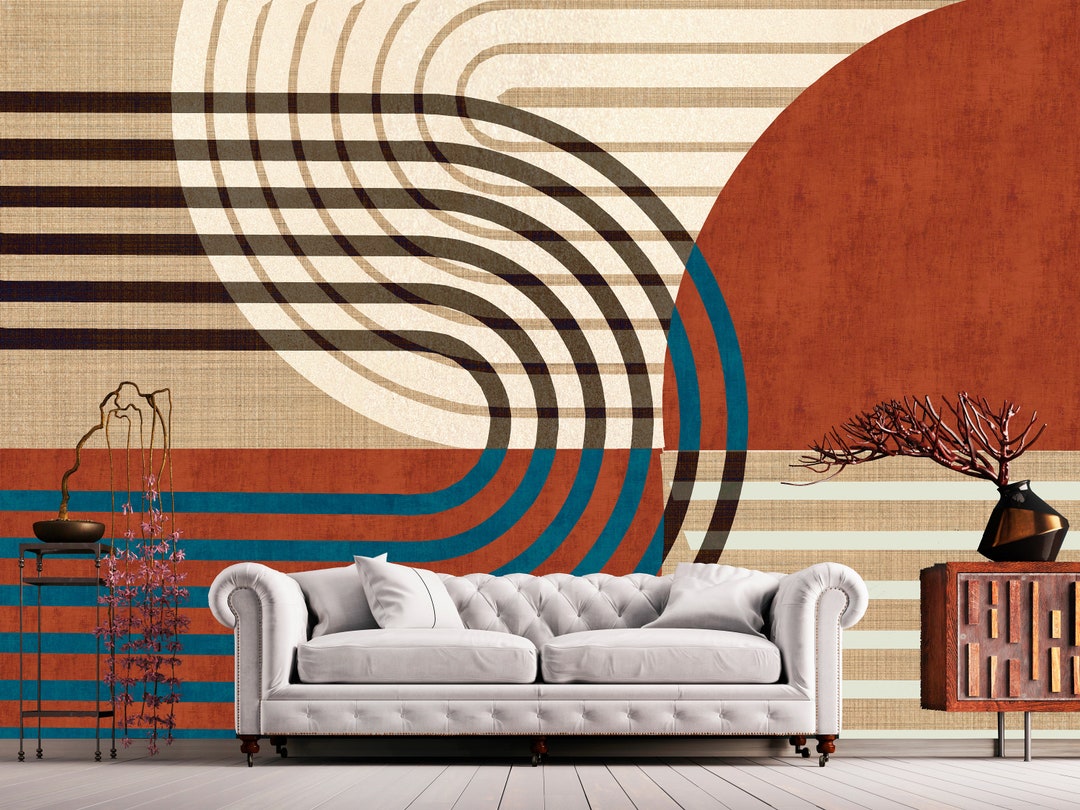 ARCHES Geometric Wallpaper Retro Color Geometric Mural - Etsy