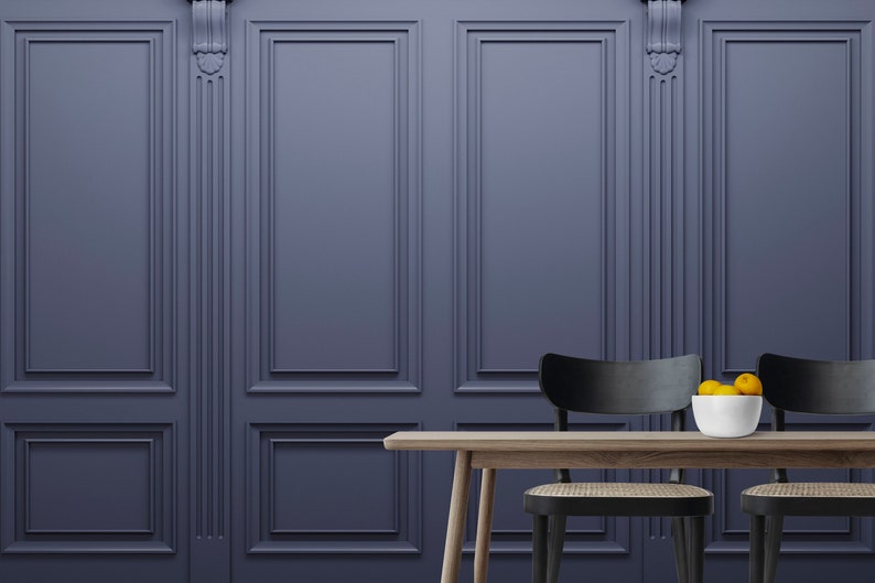 Dark Blue Wood Panels Wallpaper Antique and Vintage Wall - Etsy