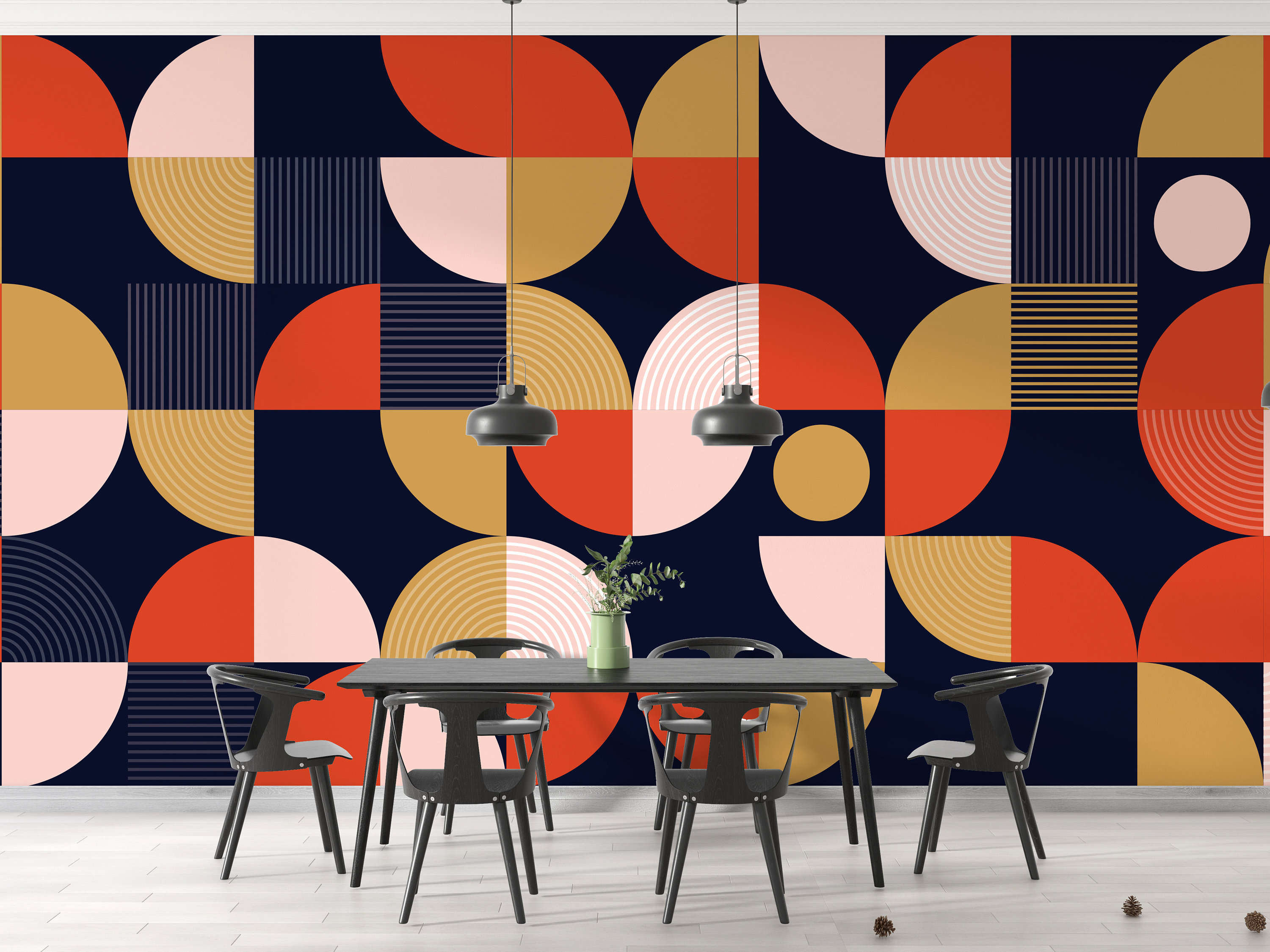 ARTWORK Geometric Wallpaper Abstract Geometric Mural Retro Color ...