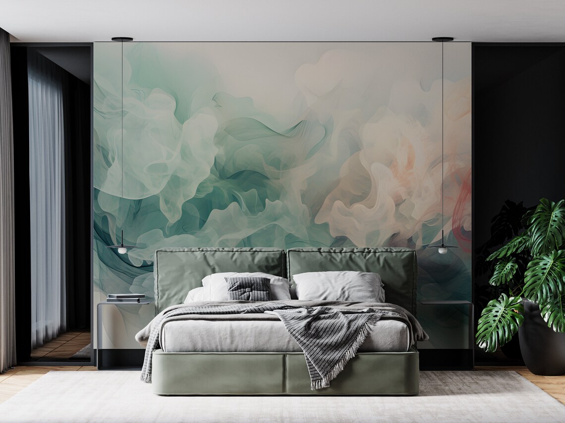 MODERN Pastel Watercolor Wallpaper Abstract Ombre Mural Peel - Etsy