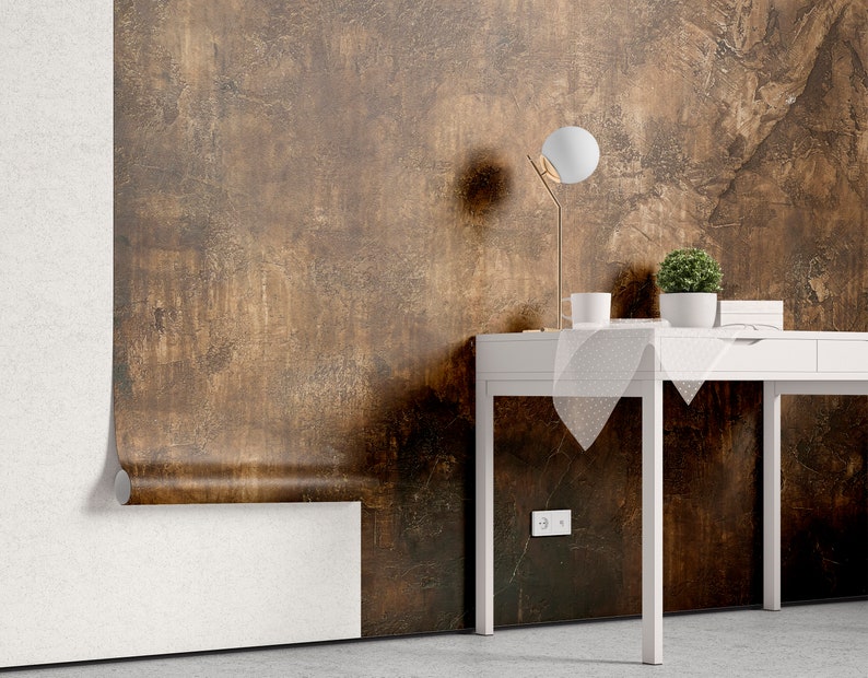 Venetian Bronze Stucco Wallpaper | Modern Industrial Peel and Stick ...