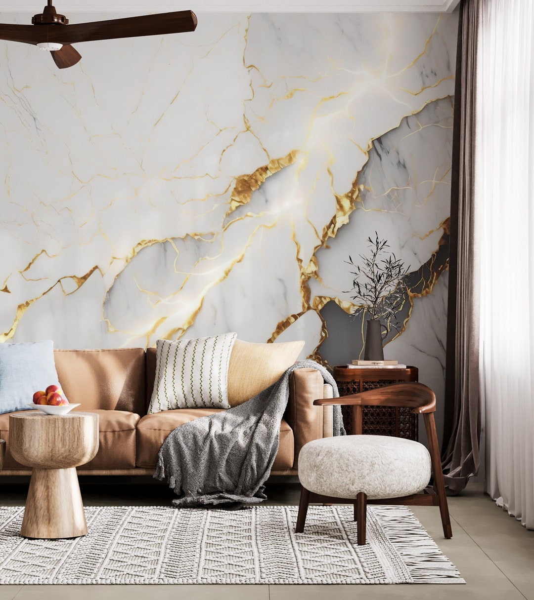 PERFECT Gold Marble Wallpaper | Modern Abstract Gold Mural | Luxury ...