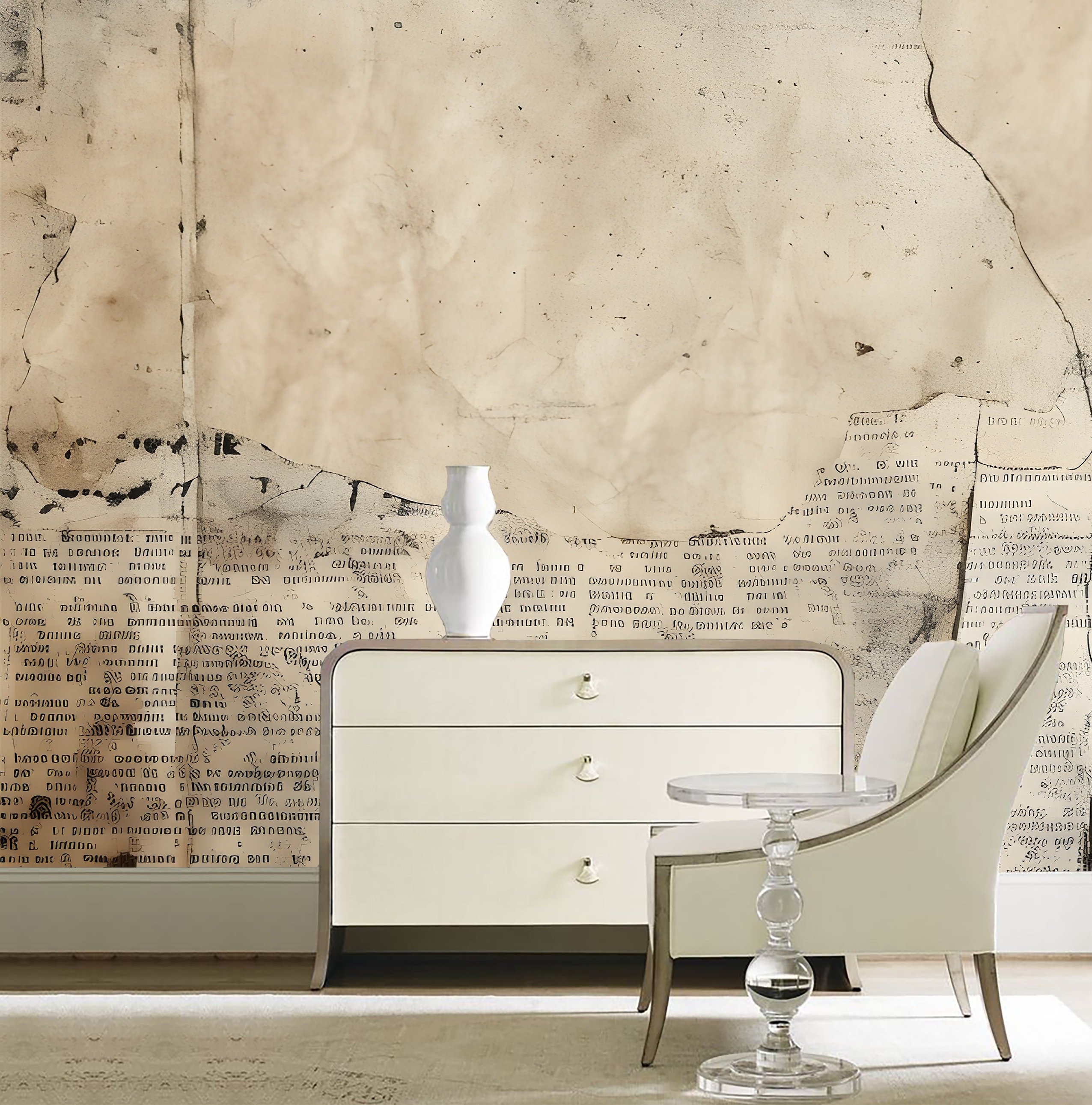 Retro Newspaper Wallpaper, Grunge Wallpaper Mural, Distinctive Vintage ...