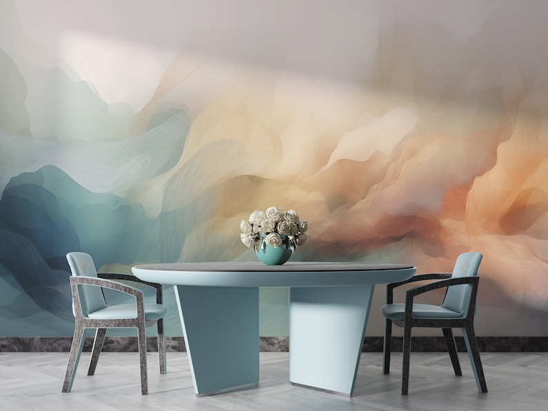 MODERN Light Watercolor Wallpaper Abstract Ombre Mural Peel and Stick ...