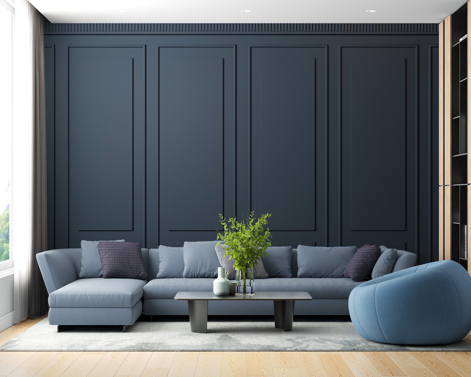 Modern Dark Blue Wood Panels Wallpaper Luxury Wall Mural - Etsy