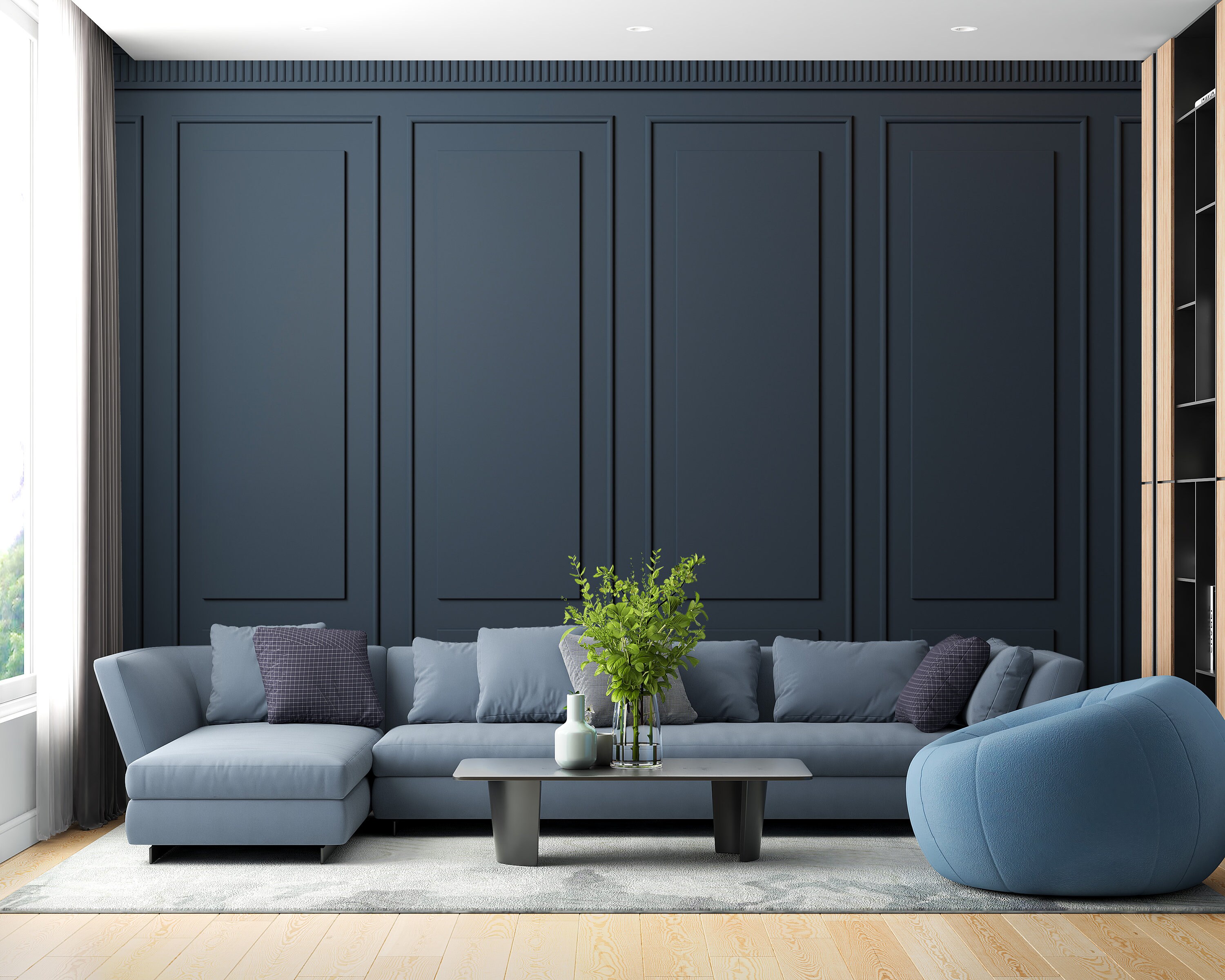 Modern Dark Blue Wood Panels Wallpaper Luxury Wall Mural - Etsy