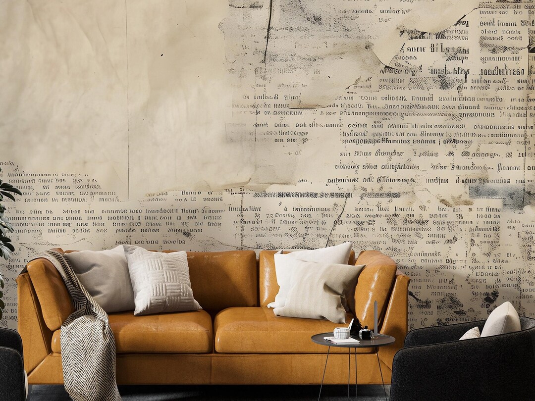 Retro Newspaper Wallpaper, Grunge Wallpaper Mural, Distinctive Vintage ...