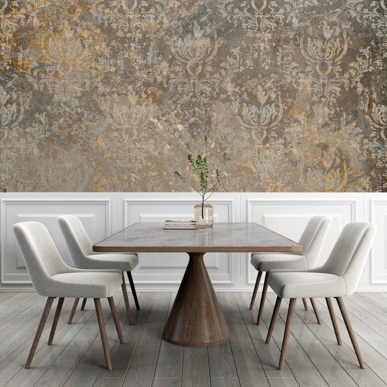 Abstract Gold Venetian Wallpaper Modern Faux Texture Decorative Paint ...
