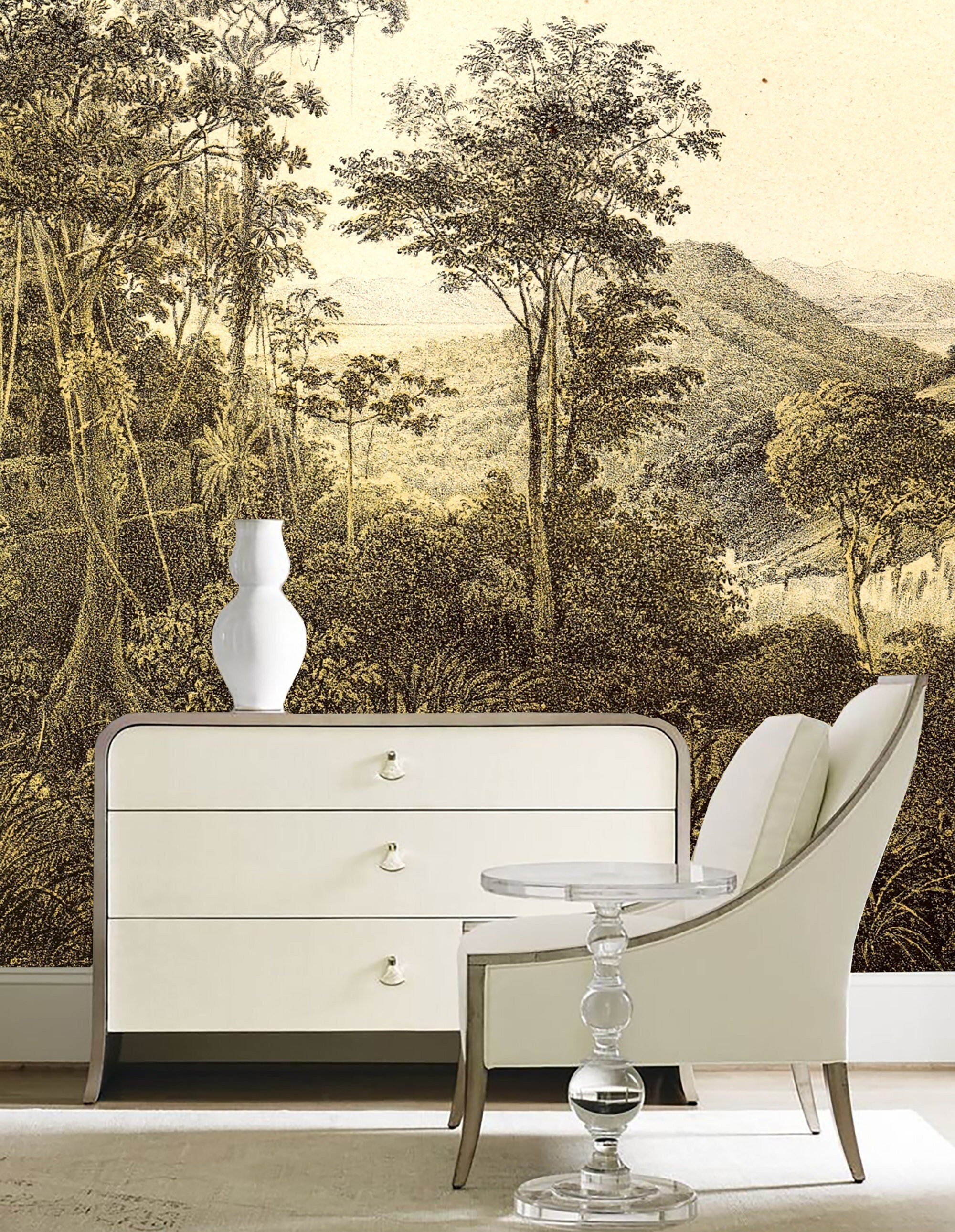 AMAZON Landscape Wallpaper Removable Wallpaper Vintage Scenic Wallpaper ...