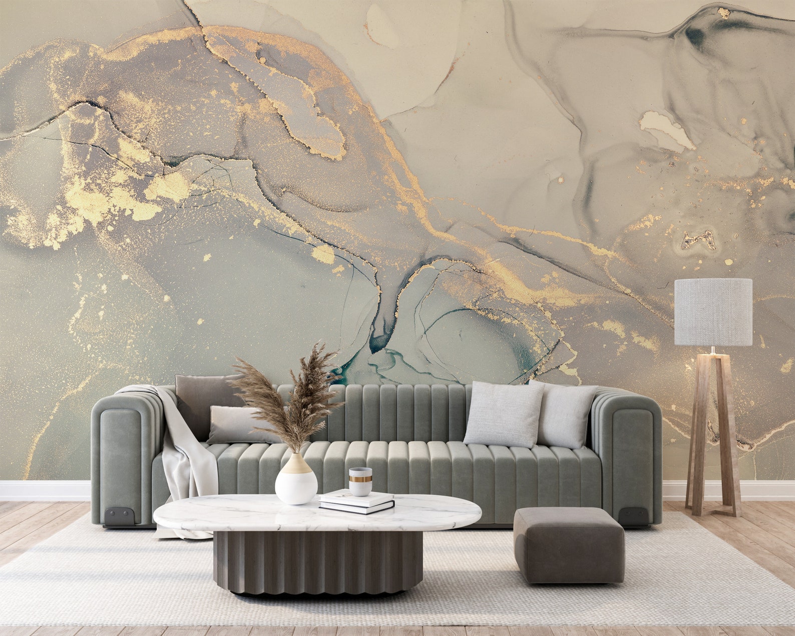 NEUTRAL Gold Marble Wallpaper Modern Abstract Gold Mural Luxury ...