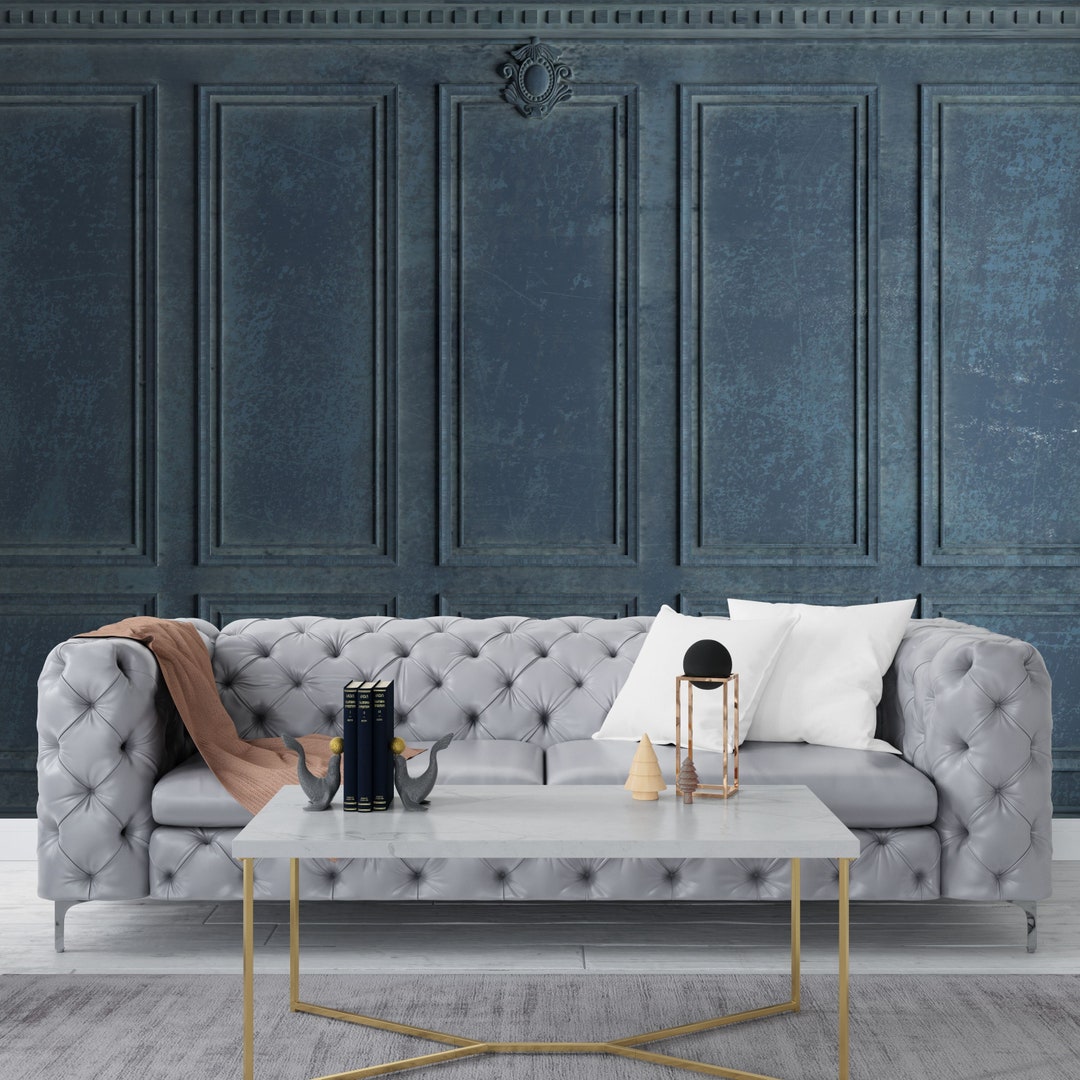 Antique Blue Wood Panel Wallpaper Classic Wood Mural - Etsy UK