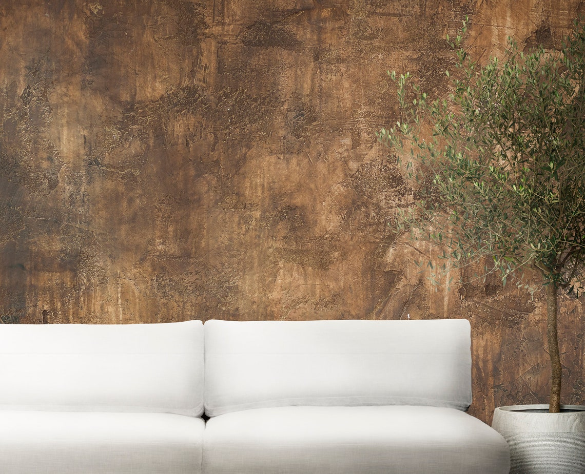 Venetian Bronze Stucco Wallpaper Modern Industrial Peel and - Etsy