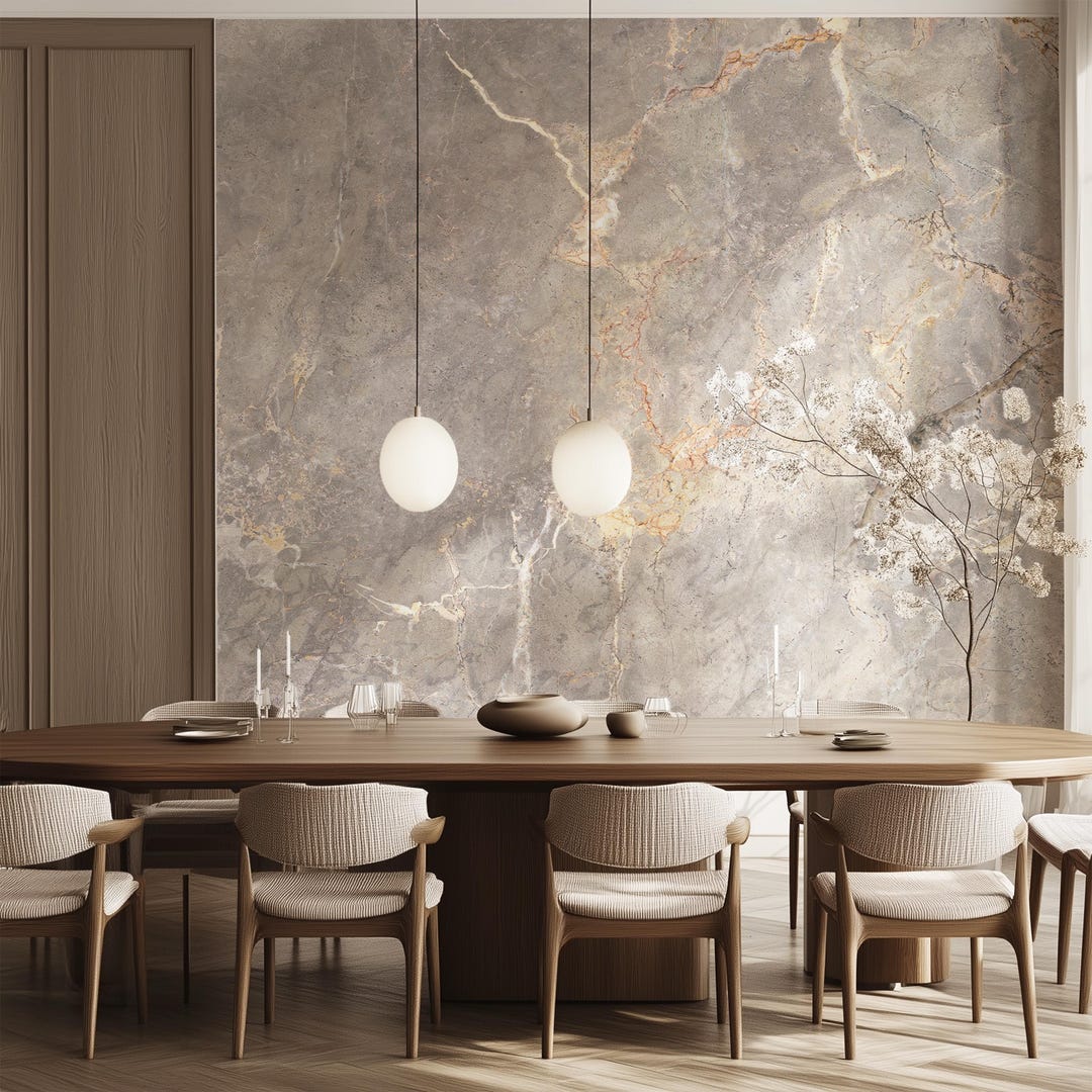 Modern Beige Marble Wallpaper | Aesthetic Neutral Colors Mural | Liquid ...