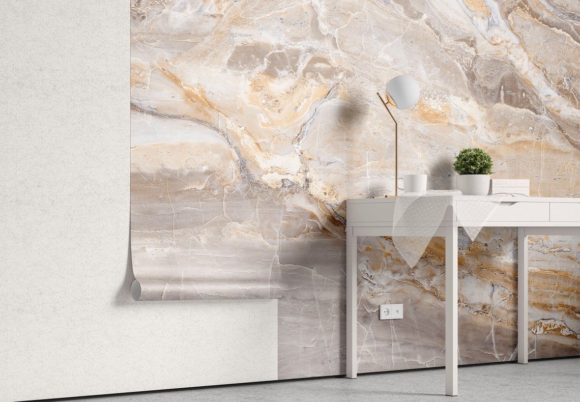 Modern Beige Marble Wallpaper Aesthetic Neutral Colors Mural - Etsy