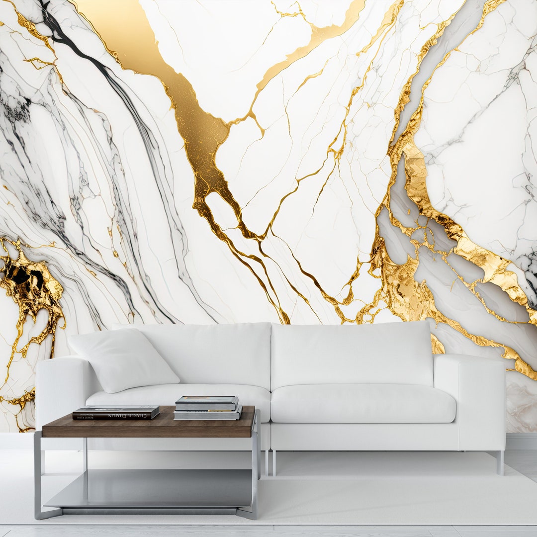PERFECT Gold Marble Wallpaper Modern Abstract Gold Mural Luxury ...