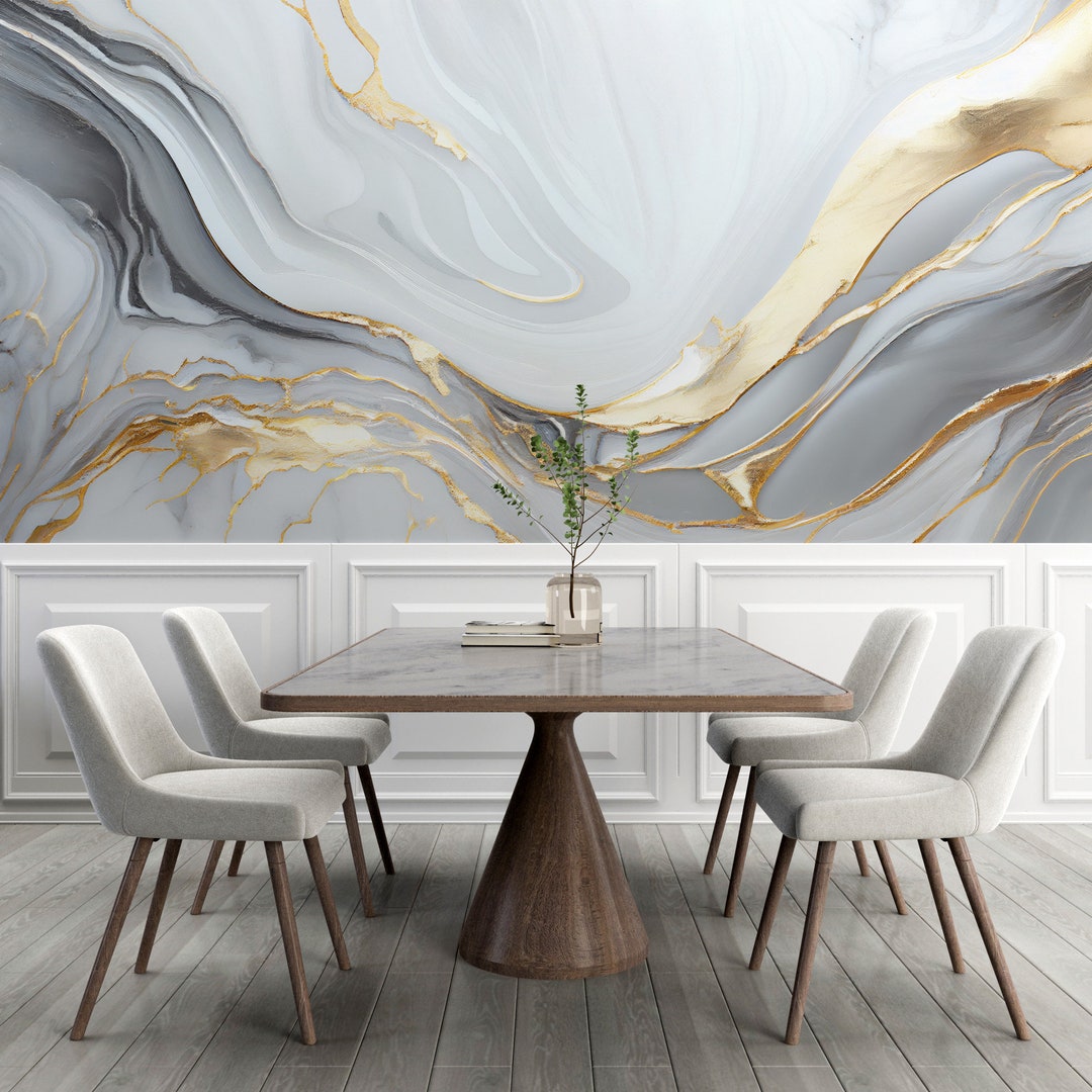 MODERN Gray Marble Wallpaper Abstract Marble Gray Mural - Etsy