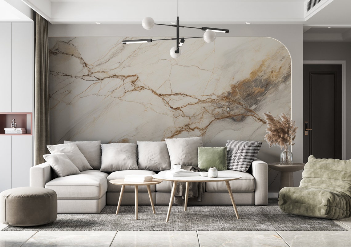MODERN Beige Marble Wallpaper Perfect Abstract Beige Marble - Etsy