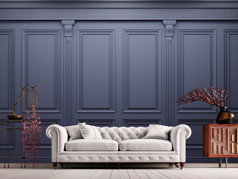 Dark Blue Wood Panels Wallpaper Antique and Vintage Wall - Etsy