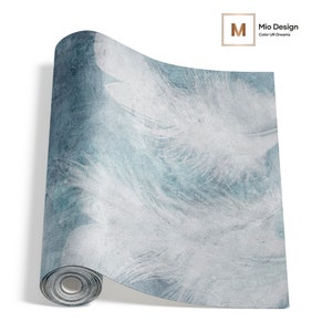 AQUA MARINE Feather Wallpaper Modern Venetian Feather Mural Abstract ...