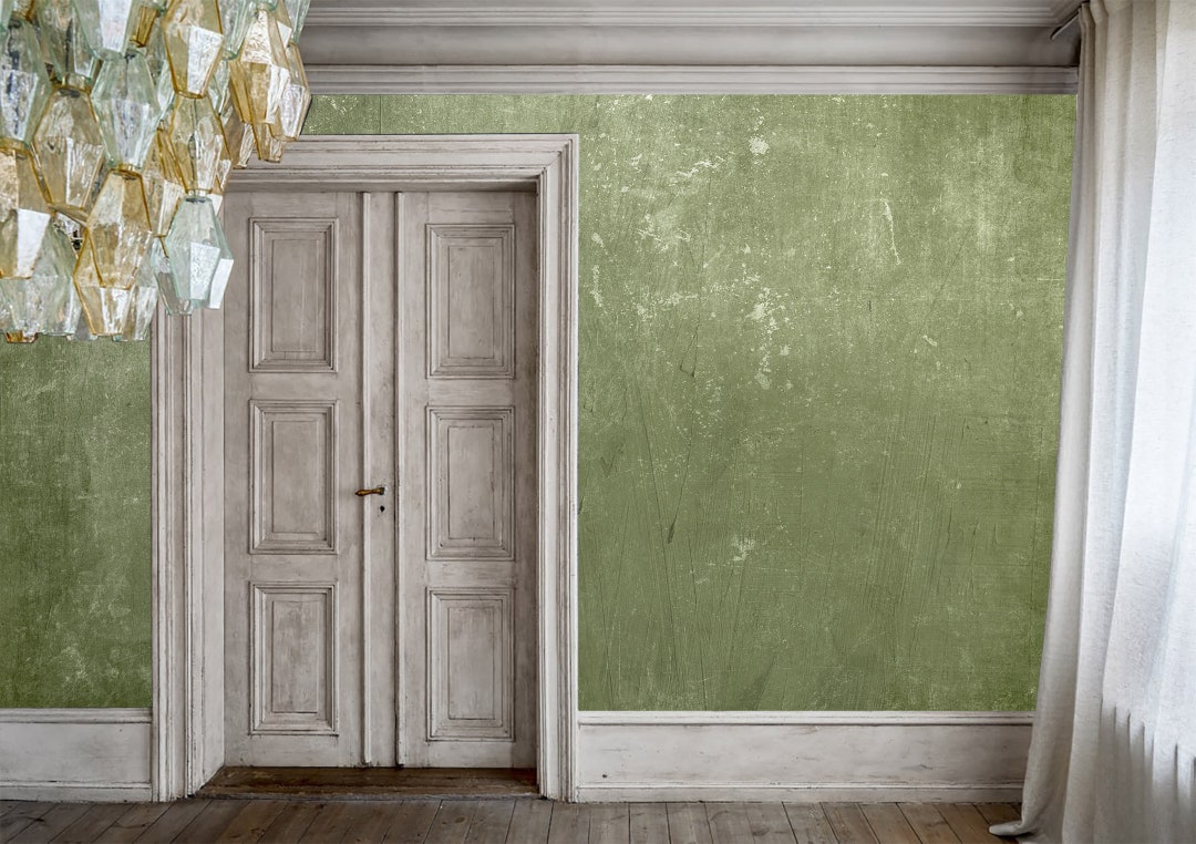 DISTRESSED Green Wallpaper Vintage Faux Texture Decorative - Etsy