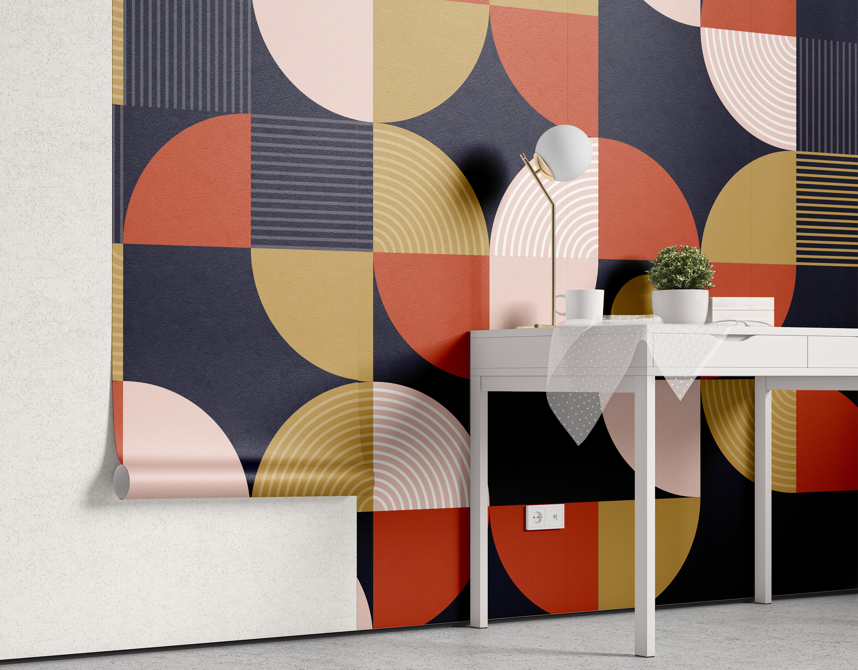 ARTWORK Geometric Wallpaper Abstract Geometric Mural Retro Color ...