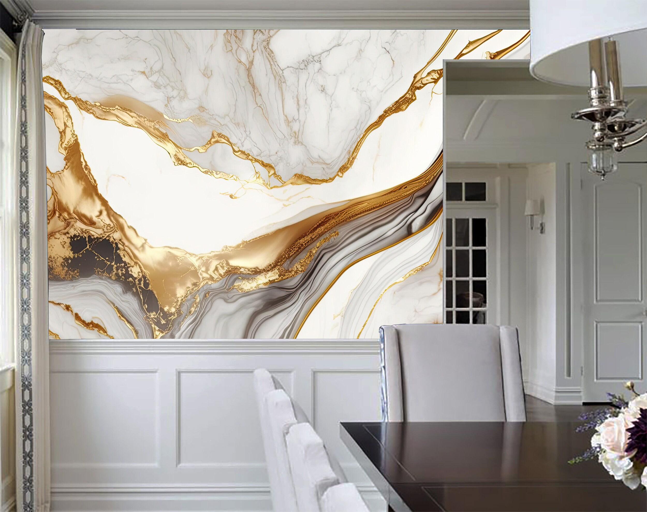 ELEGANT Gold Marble Wallpaper Modern Abstract Gold Mural Luxury ...