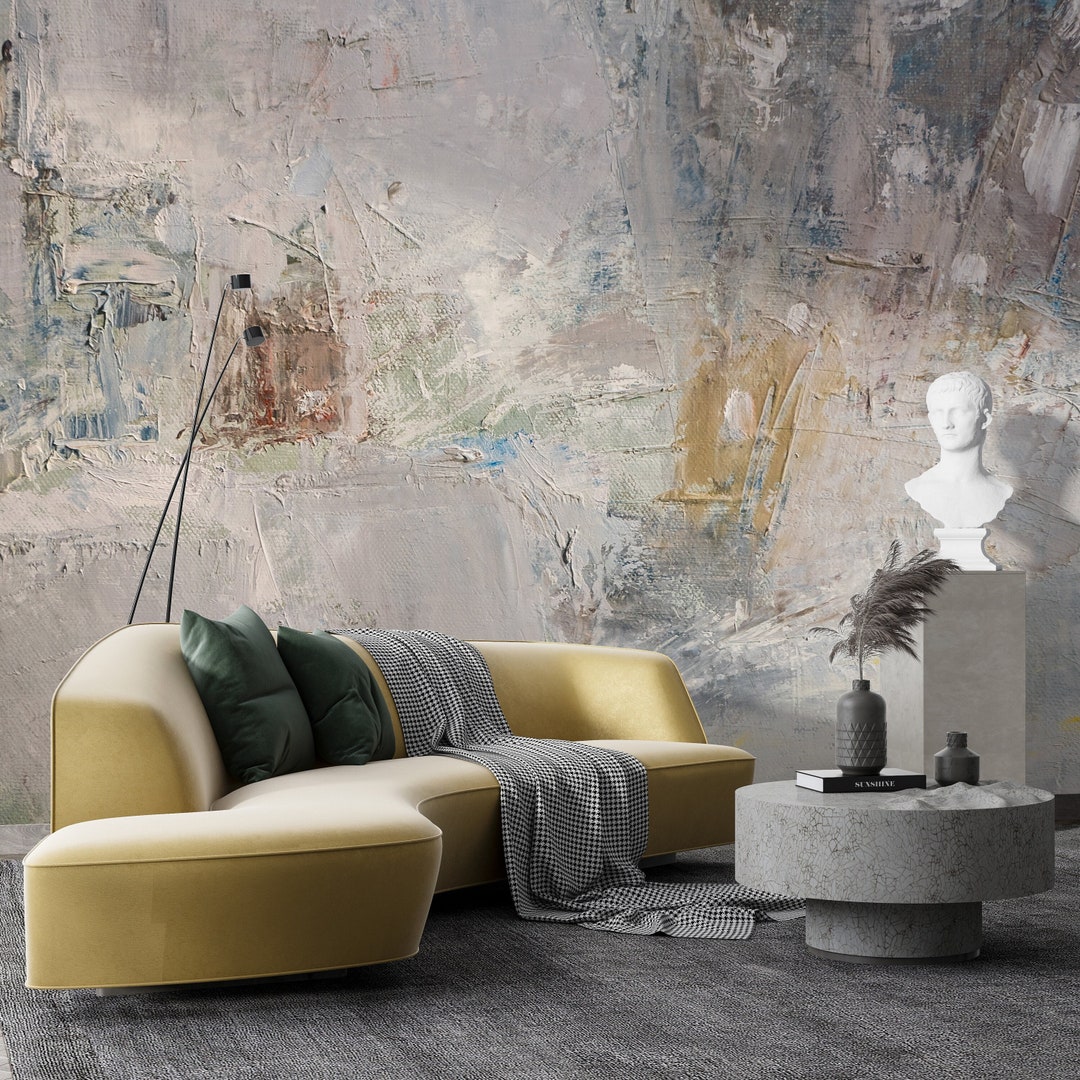 Modern Venetian Wallpaper | Faux Texture Wall Art | Abstract Oil Paint ...