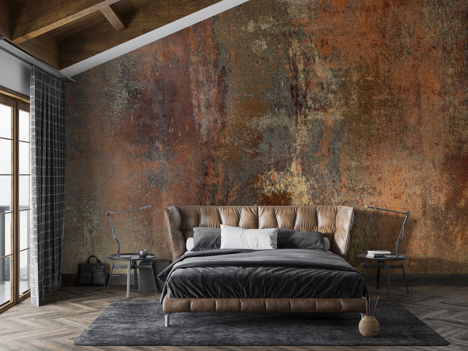 Venetian Bronze Stucco Wallpaper Modern Industrial Peel and Stick Faux ...