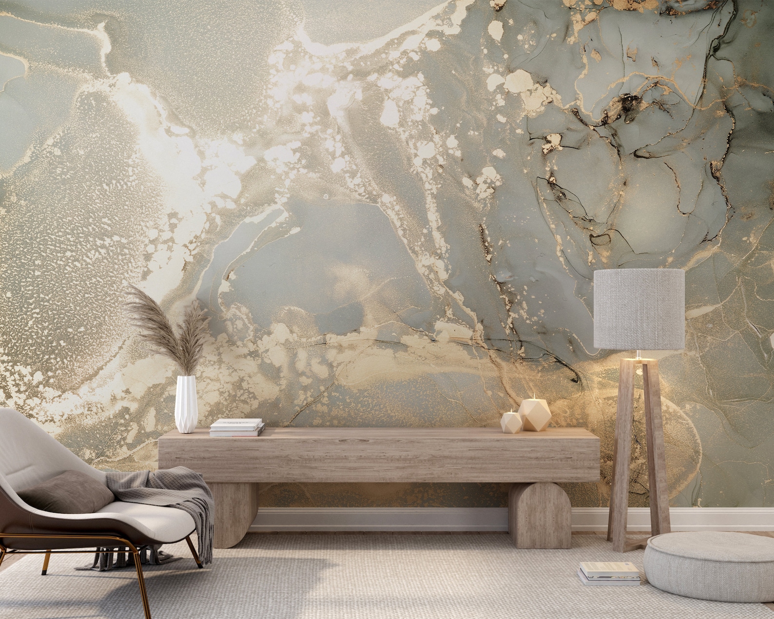MODERN Gold Marble Wallpaper Soft Abstract Gold Mural Luxury Creative ...