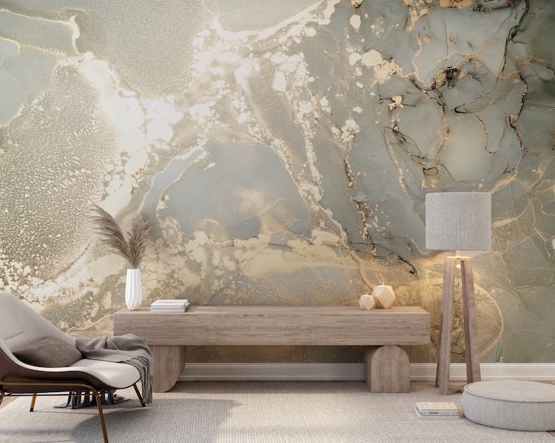 MODERN Gold Marble Wallpaper Soft Abstract Gold Mural Luxury Creative ...